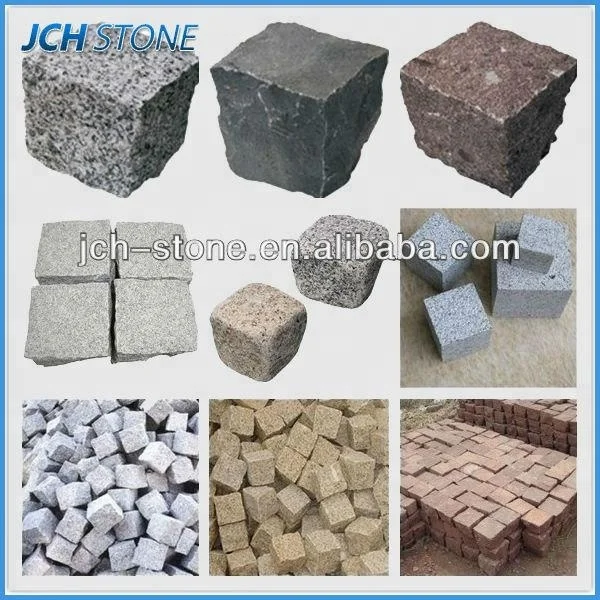 Tumbled Grey Natural Granite Stone Bricks Cubes Outdoor Floor Paving ...