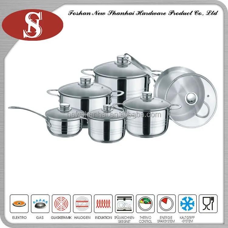 Oem Factory 304 Cookware Set Steel Cookware 12 Pieces Stainless Steel ...