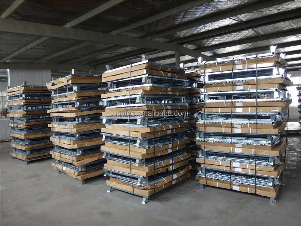 Movable Warehouse Steel Storage Cage Foldable Wire Container With ...