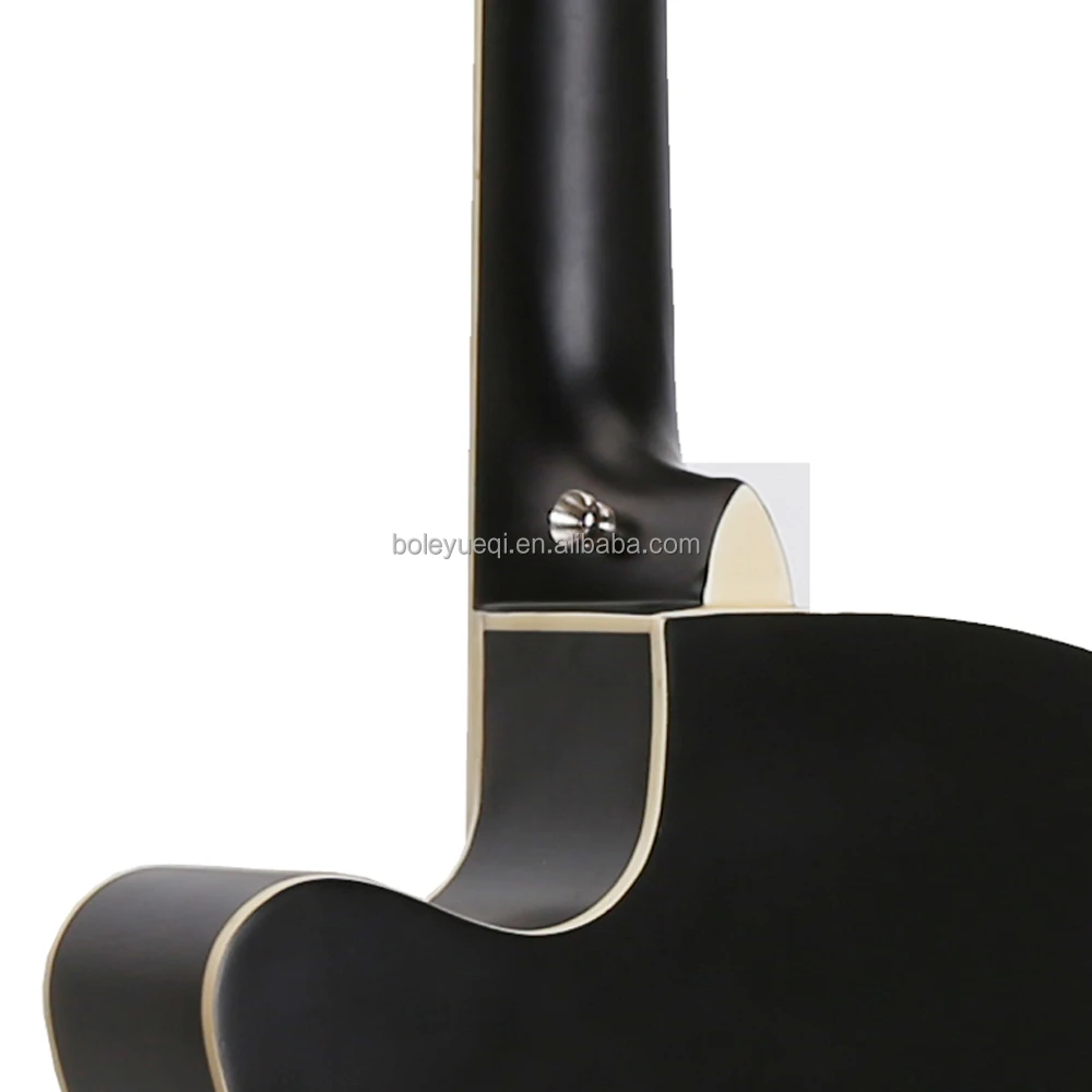 Black 40 Inch Acoustic Guitar with Spruce Top & Pickup, OEM Available