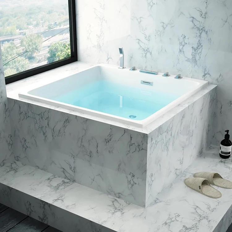 Modern White Square Hot Spa Tub - Acrylic Surface Bath Tubs