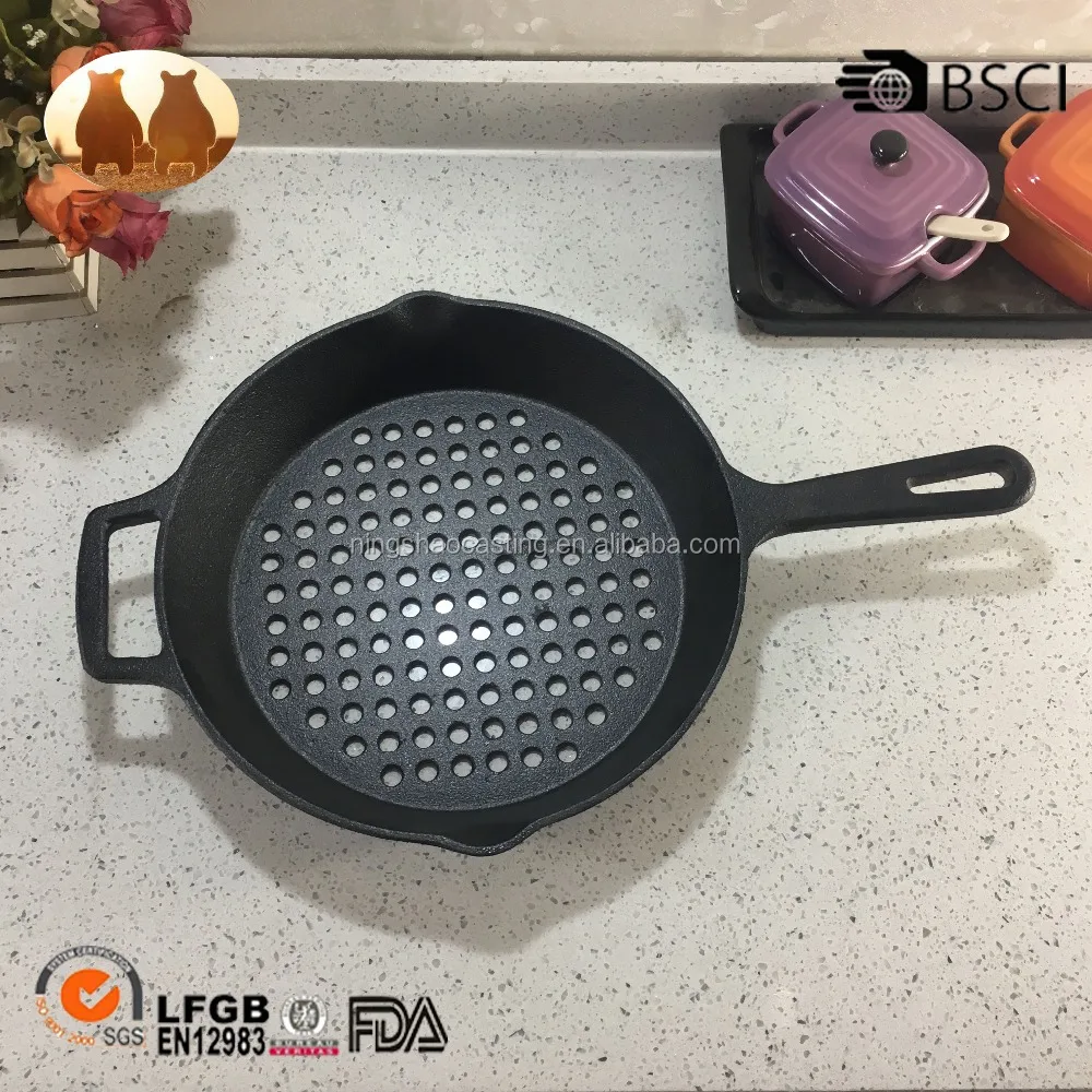 cast iron hollow bottom fry pan