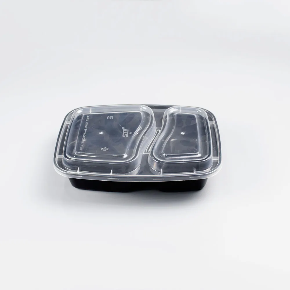 1000ml Disposable Plastic Take Away 2 Compartment Food Container