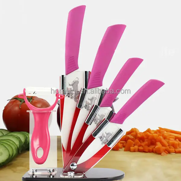 Bright 5 Pcs Ceramic Colorful Knife Set With Acrylic Block - Buy ...