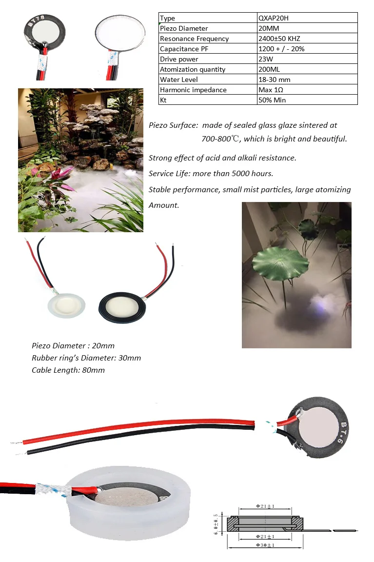 PZT Piezo 2.4MHZ Ultrasonic Mist Maker - Efficient Humidifier