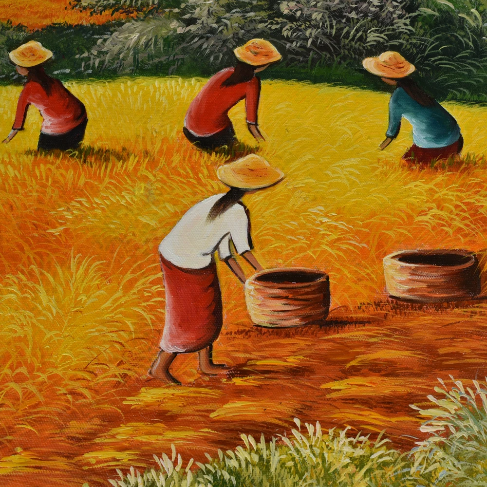 Rice Field Harvest Painting
