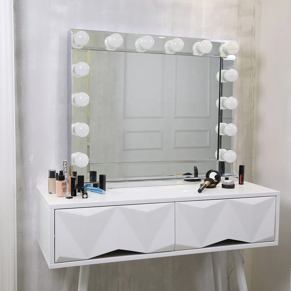 Stock In Us! Big Hollywood Mirror Makeup Vanity Mirror With Frame ...