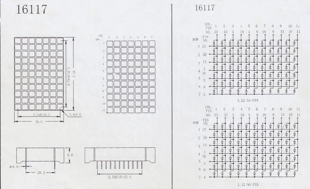 7x11 LED Matrix for Elevator Lift Led Indicator 16117