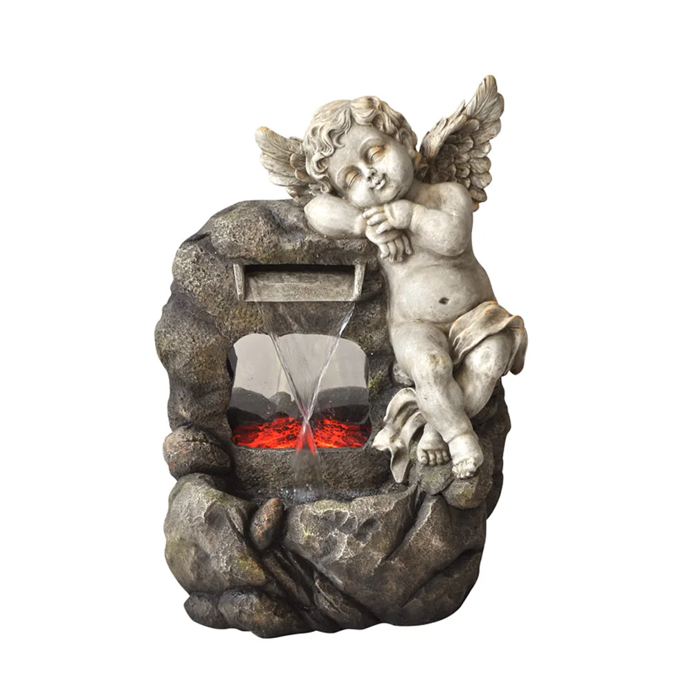 Resin Angel Waterfall Led Stone Solar Garden Water Fountain - Buy ...