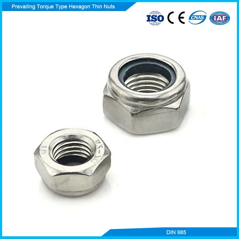 Din985 Predominante Torque Tipo Inserto De Acero Inoxidable Tuercas Hexagonales Delgadas Con No ...