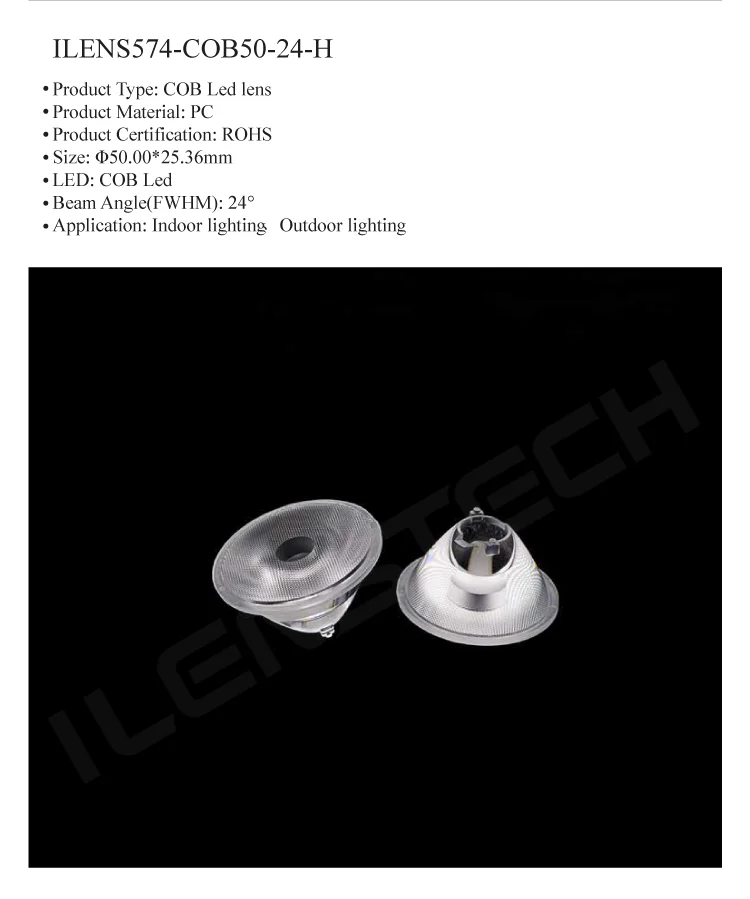 Ilenstech Led Cob Lens Optics 50mm Diameter 10 Degree Light Spare Part ...
