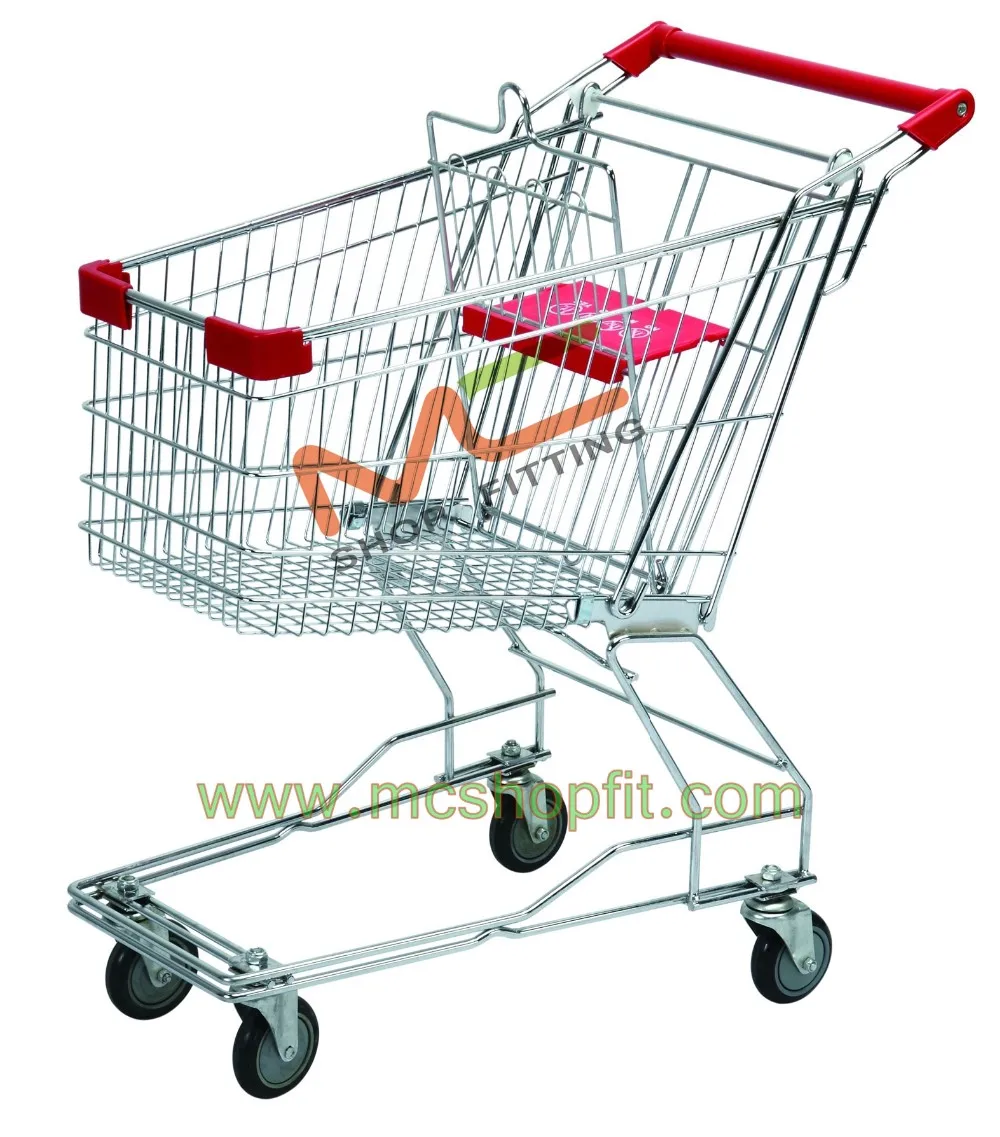 Asian Style Supermarket Shopping Trolley 80L Mesh Shopping Cart with ...