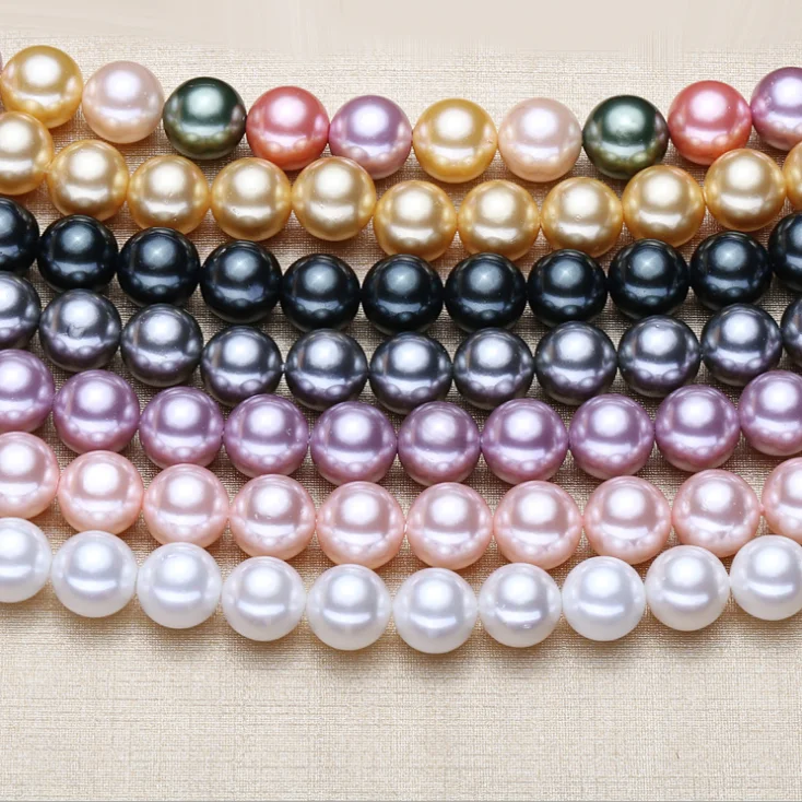 Wholesale 6mm 8mm 10mm 12mm White Perfect Round Sea Shell Pearl String ...
