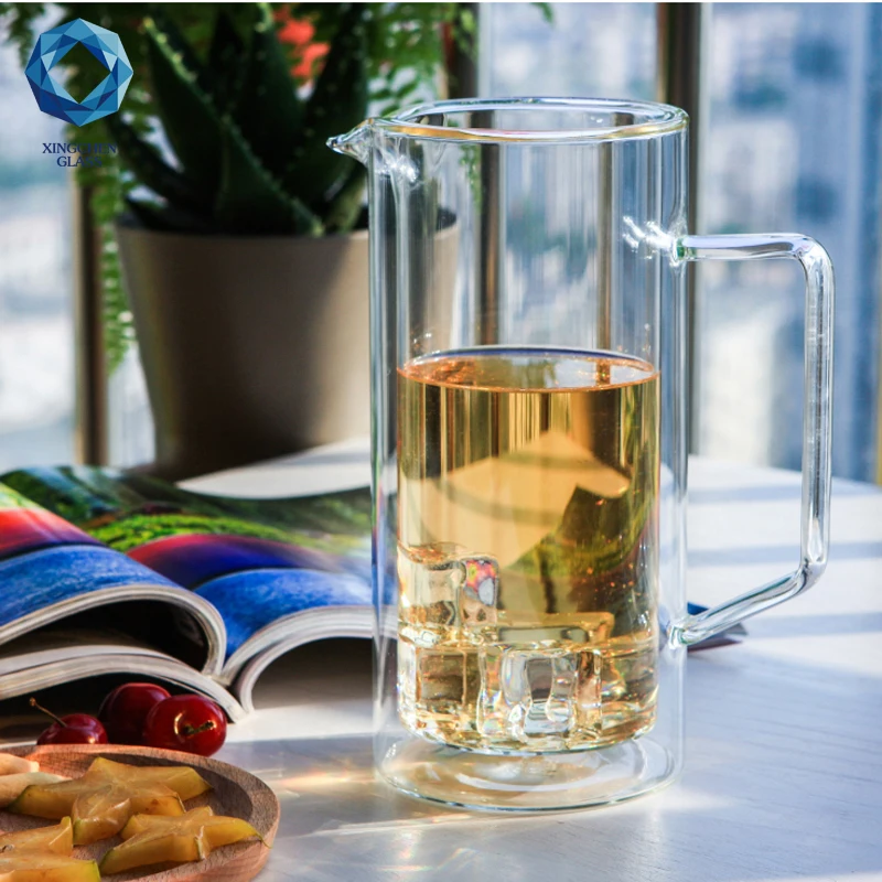 Big Size Double Wall Glass Beer Jug - Sustainable & Durable