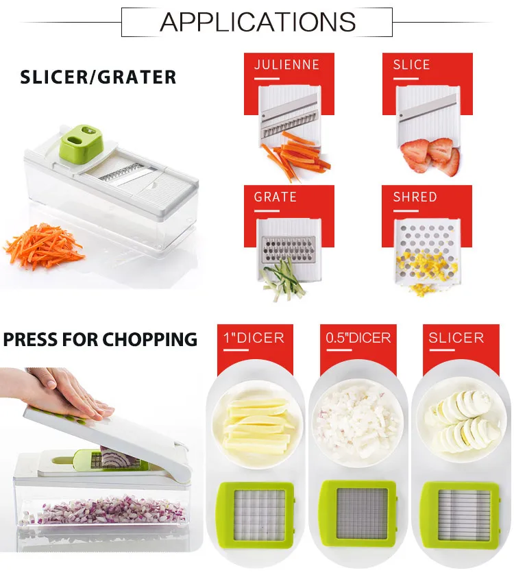 Multifunctional Manual Mandoline Kitchen Tool Plastic Hand Press Fruit ...