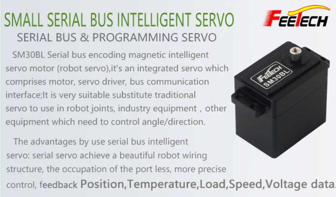 Feetech 12V 30KG RS485 TTL High Precision Smart Serial Bus Brushless ...
