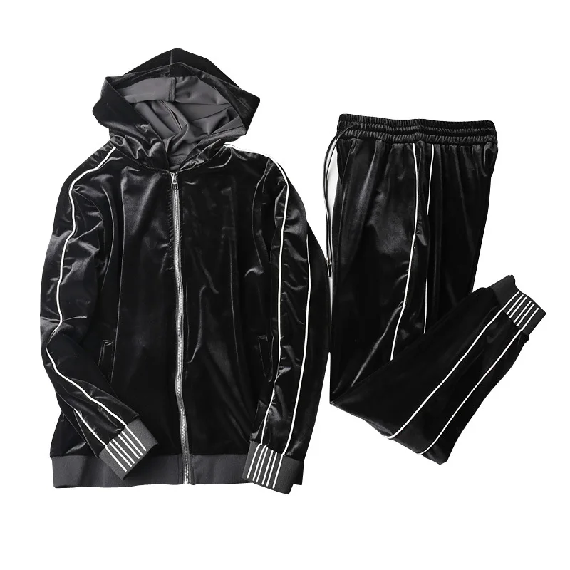 custom zipper wholesale sport mens velour tracksuits,polyester hooded ...