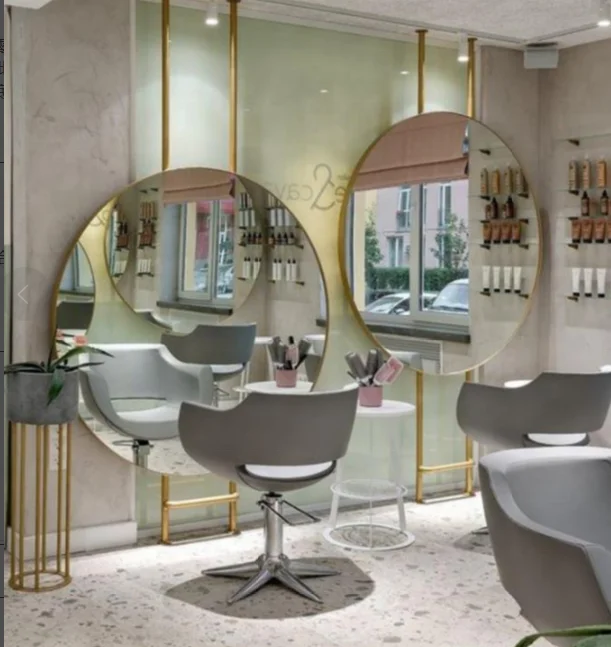 Wall Mounted Salon Mirror with LED Light - Professional Beauty