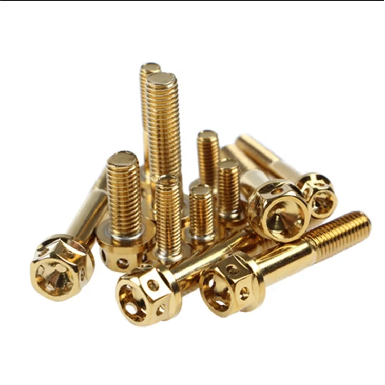 Hot Sale Gr5 Gold Titanium Hex Flange Bolts For Motorcycle - Buy ...