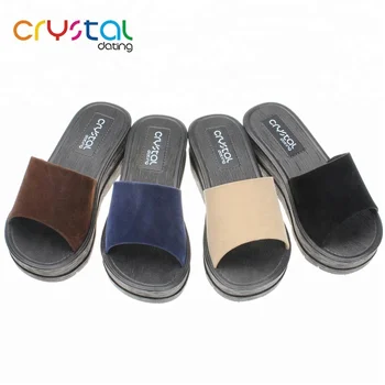 Ladies High Heel Flocking Slippers With Brown Outsole - Buy Fuzzy ...