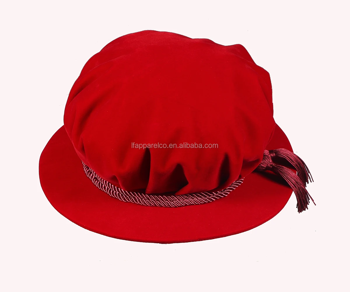 Deluxe PhD Doctoral Graduation Tudor Bonnet in red Velvet with Gold ...