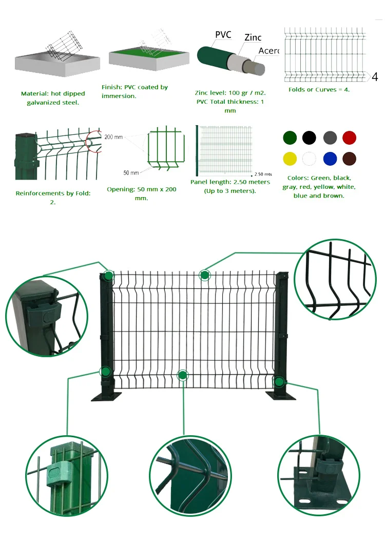 3D Bending Metal Garden Fence Welded Wire Mesh Security Fence with Post ...
