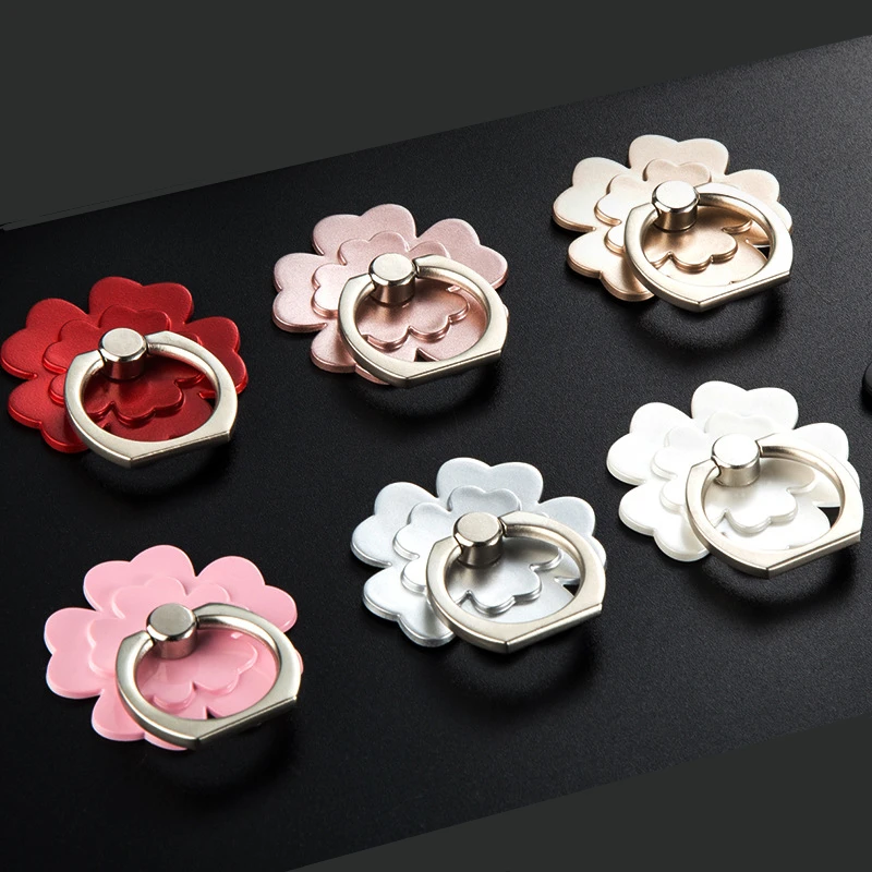 360 Degree Flowers With Five Leaves Anti-drop Cell Phone Finger Ring ...