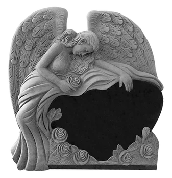 Granite Upright Angel Wing Headstone Black Cemetery Graphic Design With ...