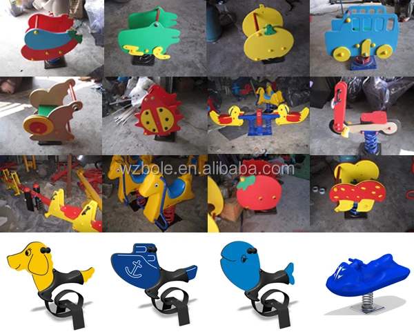 2023 Kids Plastic Spring Riders Spring Rocking Horse Garden Play Animal ...
