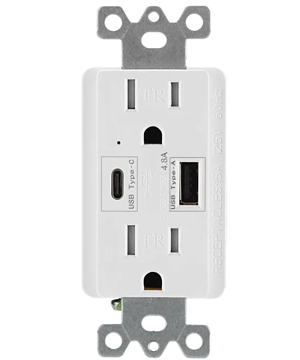 Usb Receptacle 15a 125v American Duplex Socket Outlet 4.8a Type A/c ...
