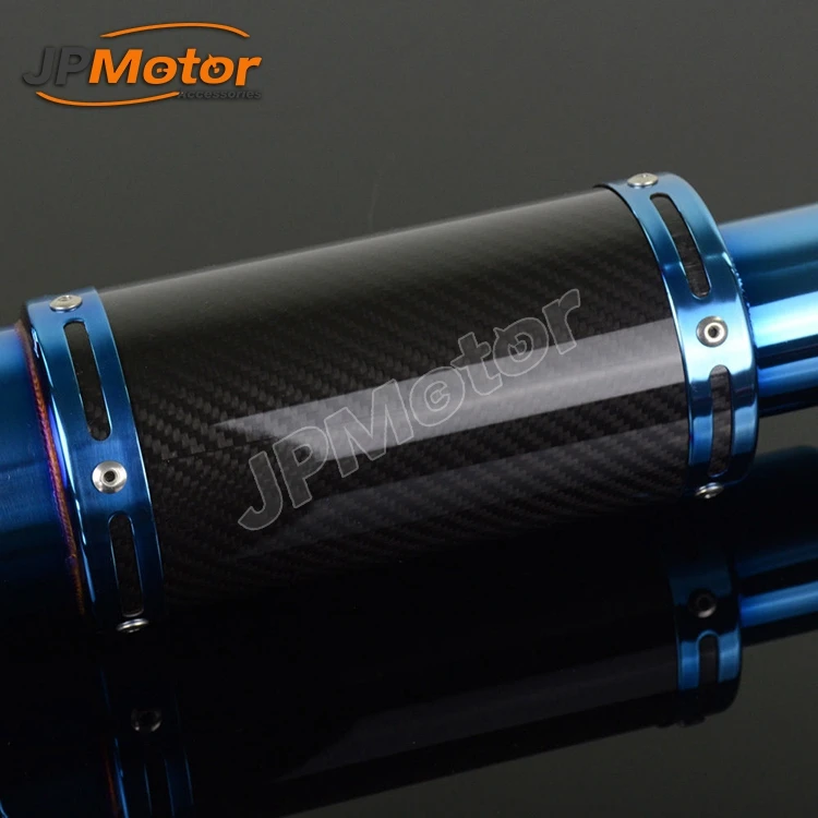 Jpmotor -51mm Titanium Blue Carbon Fiber Motorcycle Exhaust Muffler ...