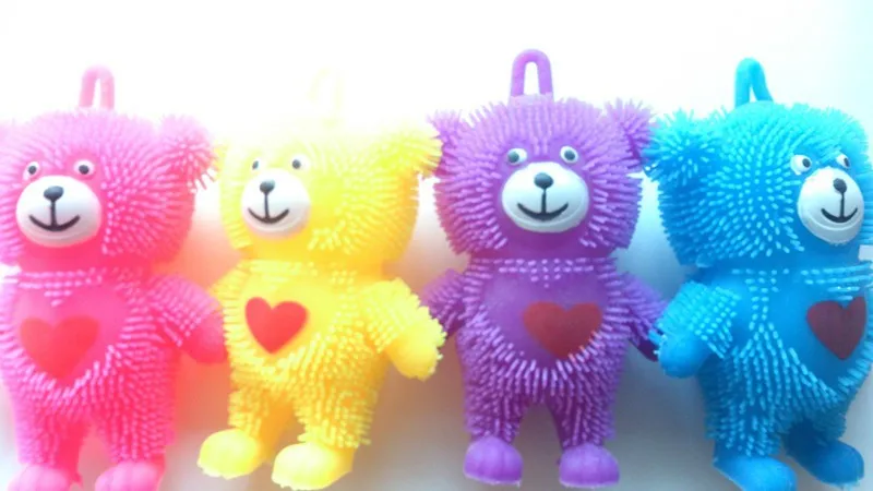 New Tpr Flashing Puffer Ball Light Up Lovely Bear Puffer Ball Yellow ...