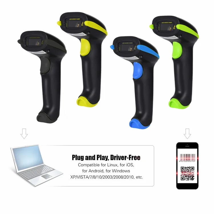 2D Wired Barcode Scanner With Stand QR Code Reader CMOS for Warehouse ...