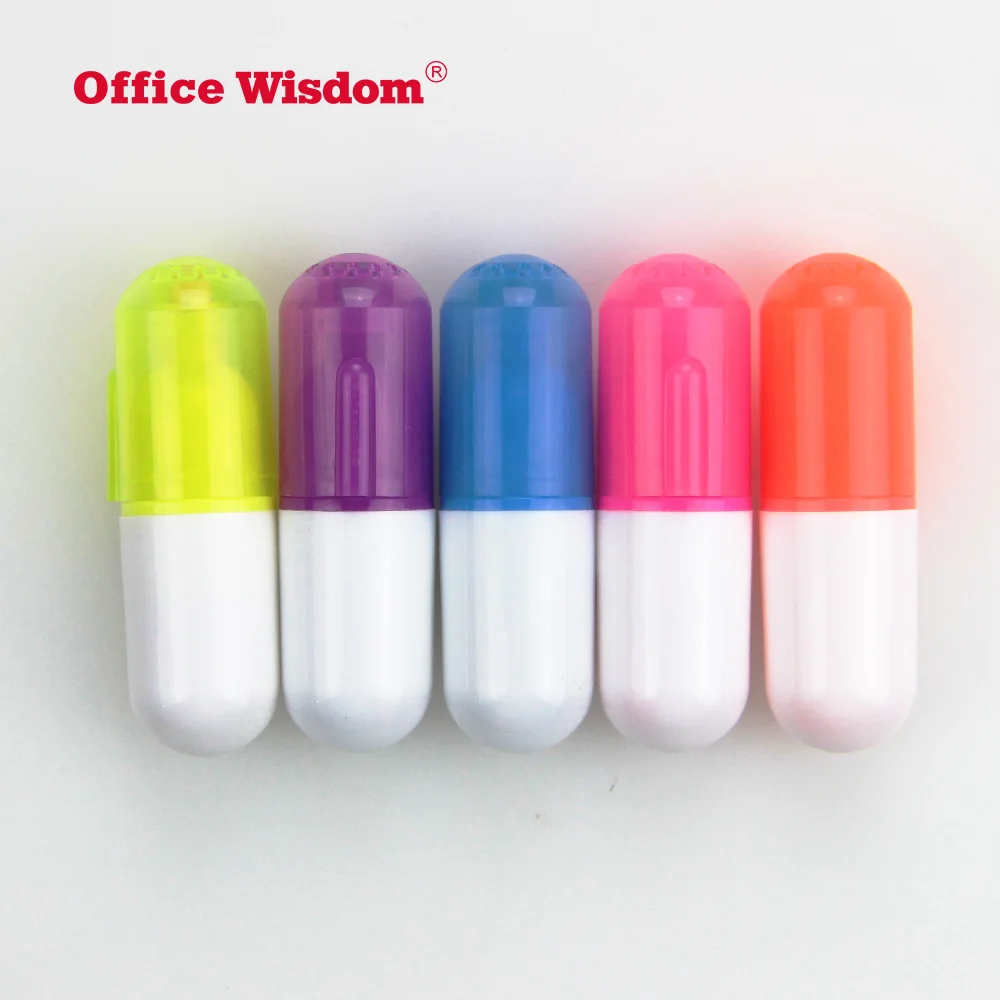 Novel Design Pill Capsule Shape Highlighter Cute Colored Cartoon Marker ...