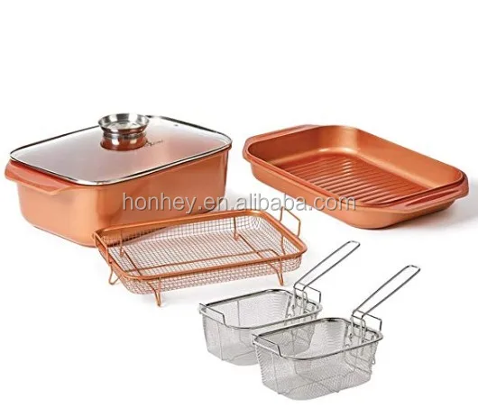 Aluminum Non Stick Copper Turkey Roaster - Gold Coast Cookware Set Fish Pan