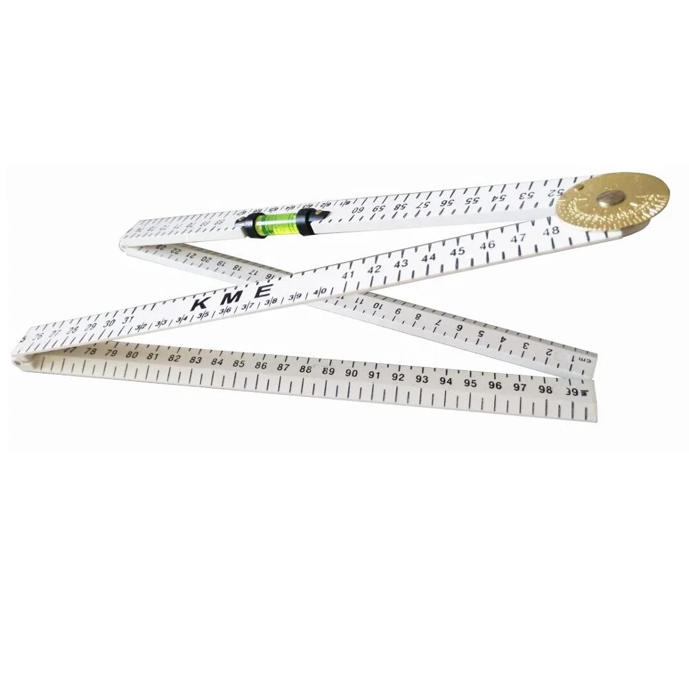 1Meter 4 Folds White Plastic Clino Folding Ruler with Spirit Level Vial ...
