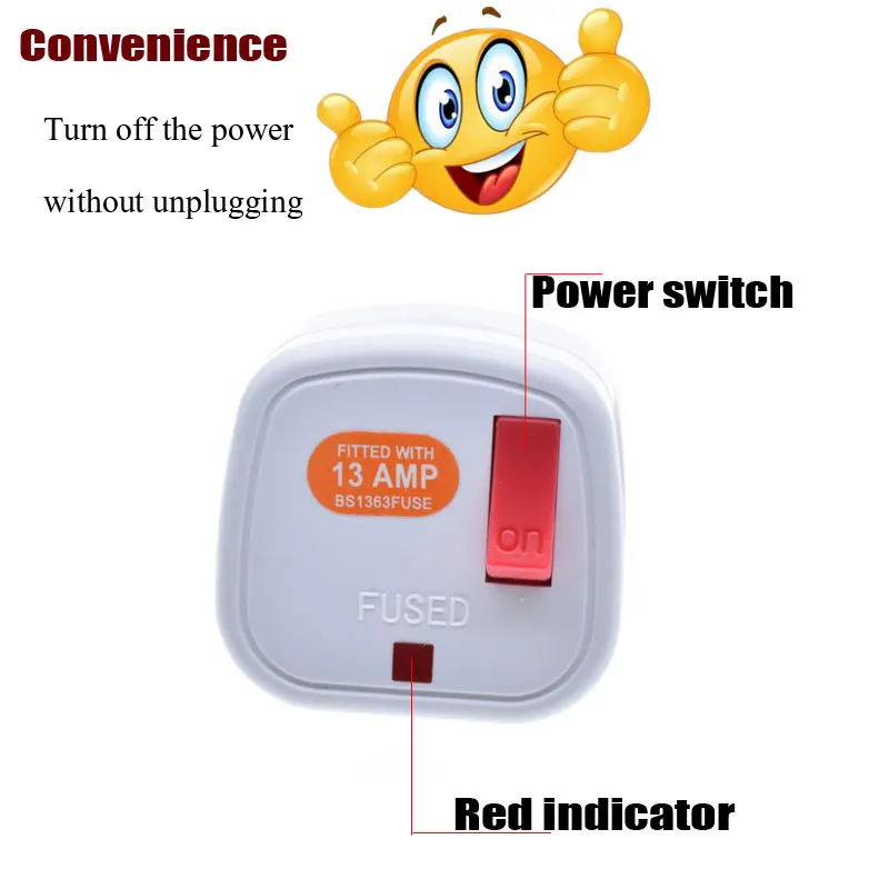 UK Adaptor - 13A Plug Top BS 3 PIN for England & More