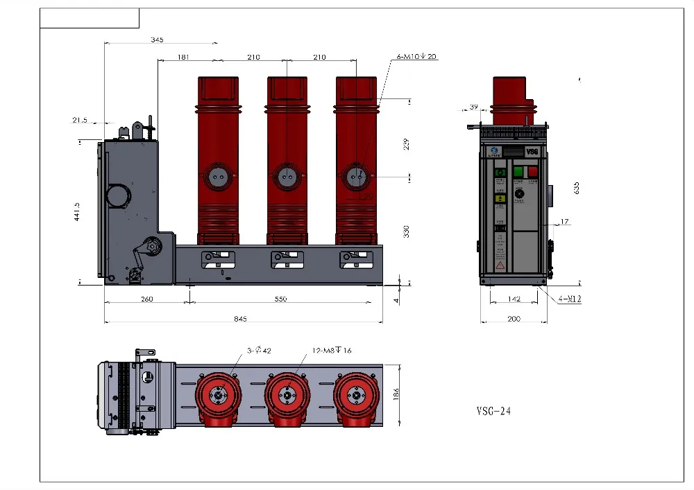24kV Lateral Type Indoor VCB 630A High Voltage Vacuum Circuit Breaker ...
