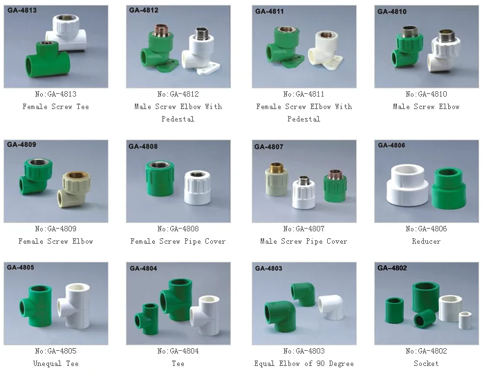 GA-4801 PN16,PN20 , PN25 Ppr Pipes with Green White Gray Color Plumbing ...