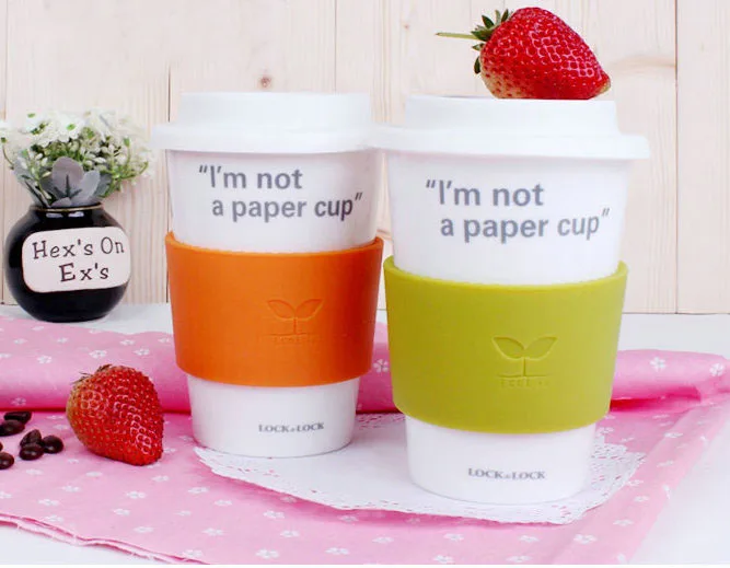 Kc-164 I Am Not A Paper Cup,Porcelain Travel Coffee Mug With Lid 12 Oz ...