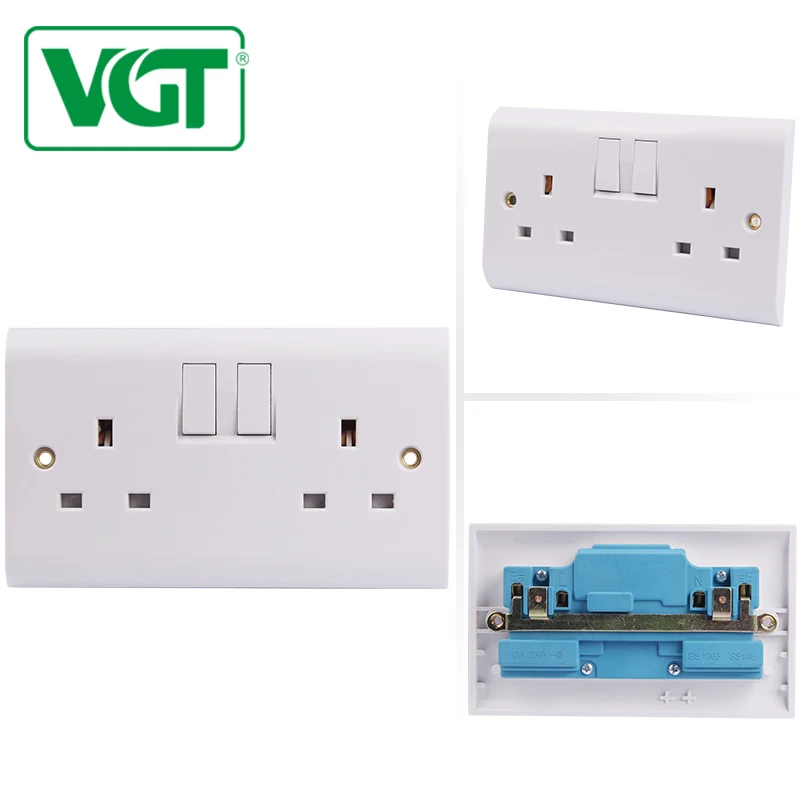 High Quality Uk Standard Double Switched Double Socket Outlet 250v 13a ...