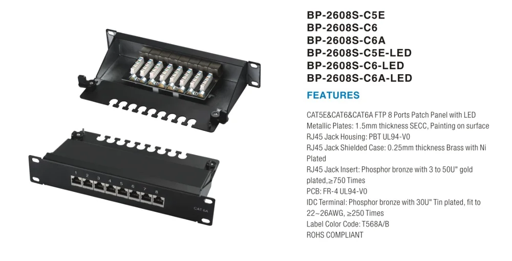 8 Port Patch Panel Cat5e Cat6 Cat6a Ftp Patch Panel 8 Ports Ftp Patch ...