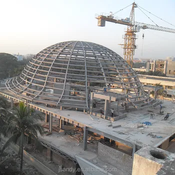 Bolted /welded Connection Steel Frame Structure Glass Dome Roof Design ...