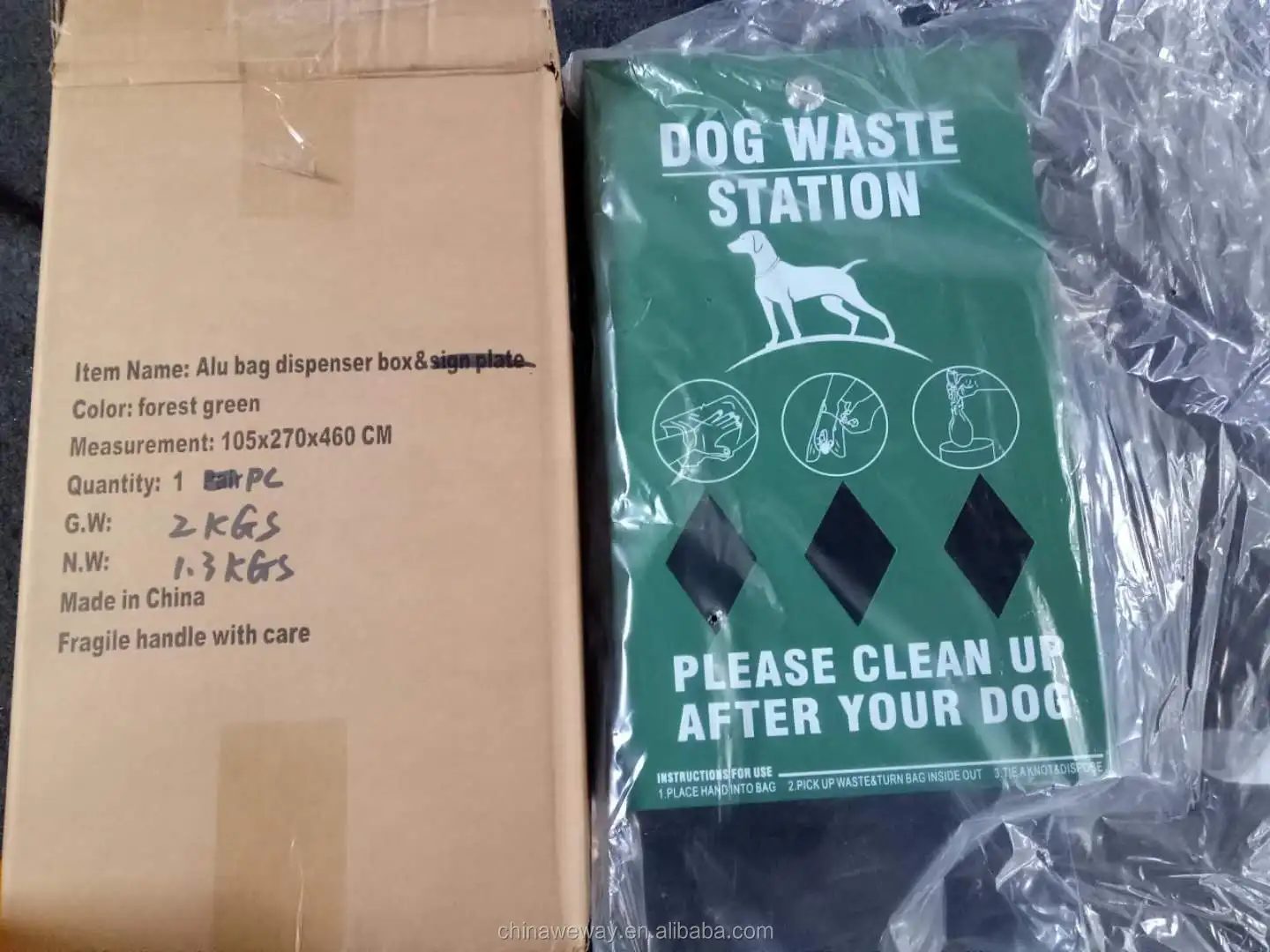 Commercial Dog Poop Waste Station Bag Dispenser Whole Set Station with ...