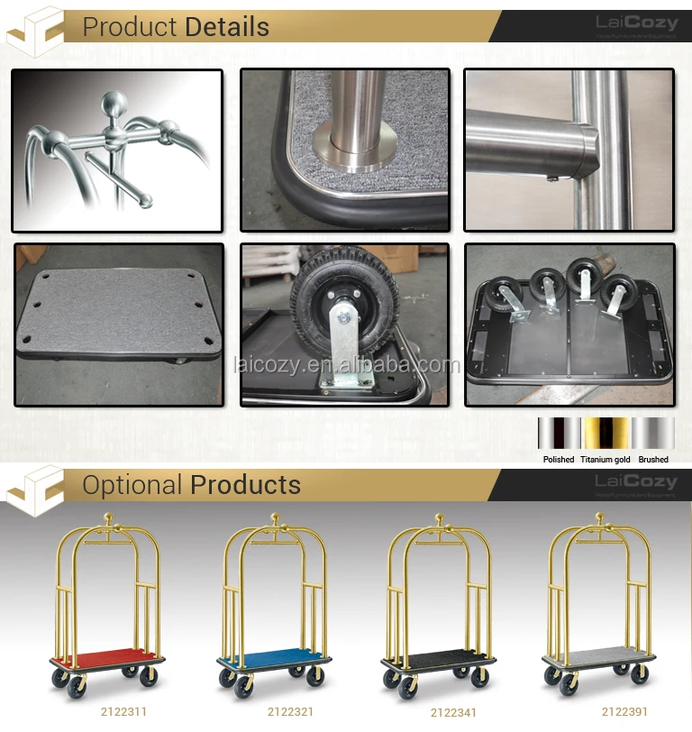 5 Star Hotel Lobby Luggage Trolley - High Quality Bellman Cart