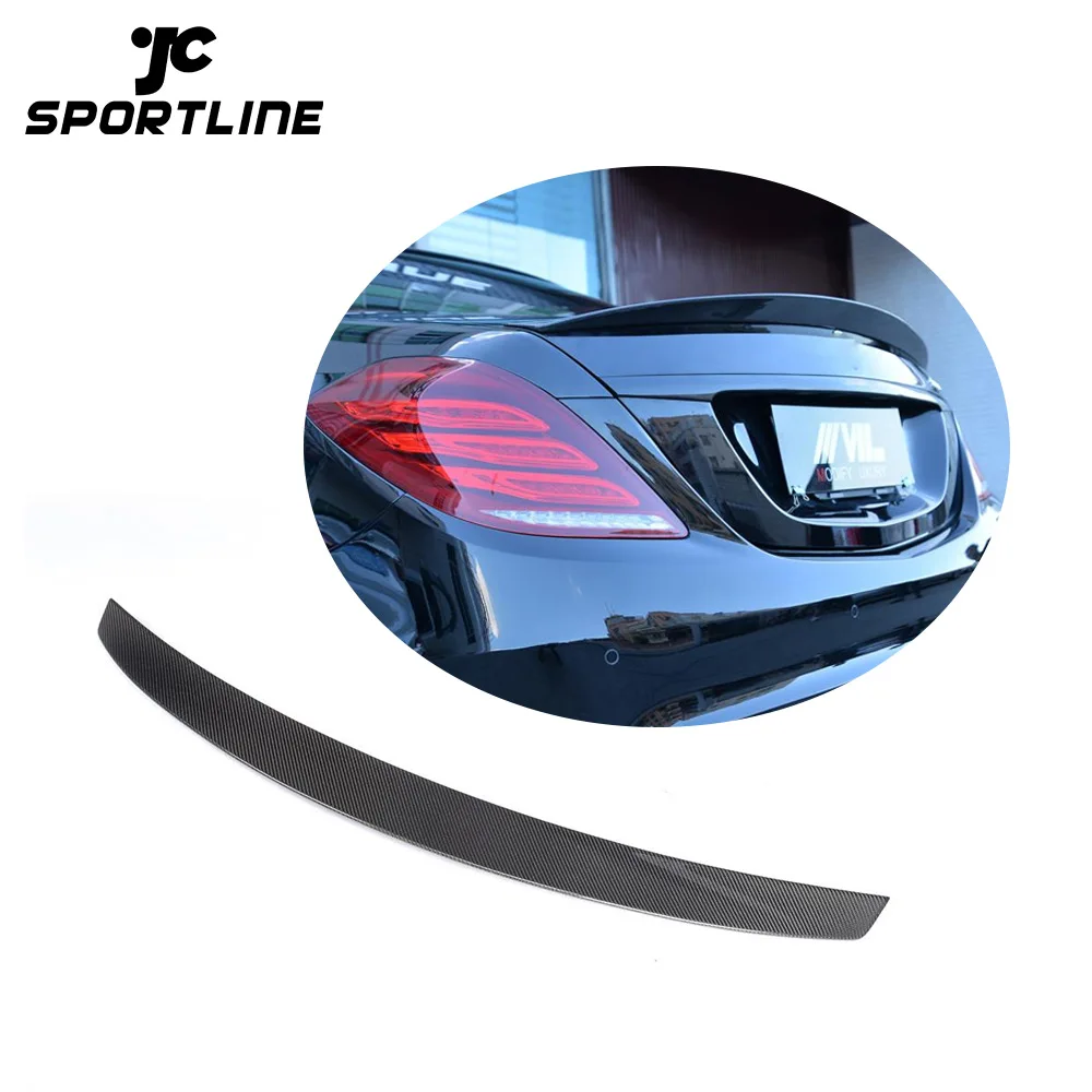 JCSPORTLINE Carbon Fiber W222 Rear Trunk Spoiler for Benz S-Class W222 ...