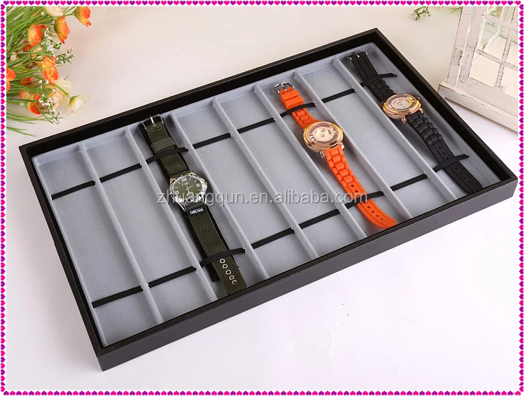 Exhibition 8-10 Girds Leather Velvet Watch Strap Display Tray Organizer ...