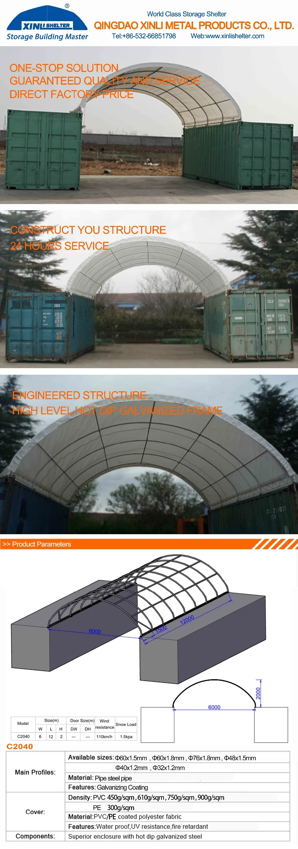 40ft Container Canopy C2040 - Durable & Versatile Shelter