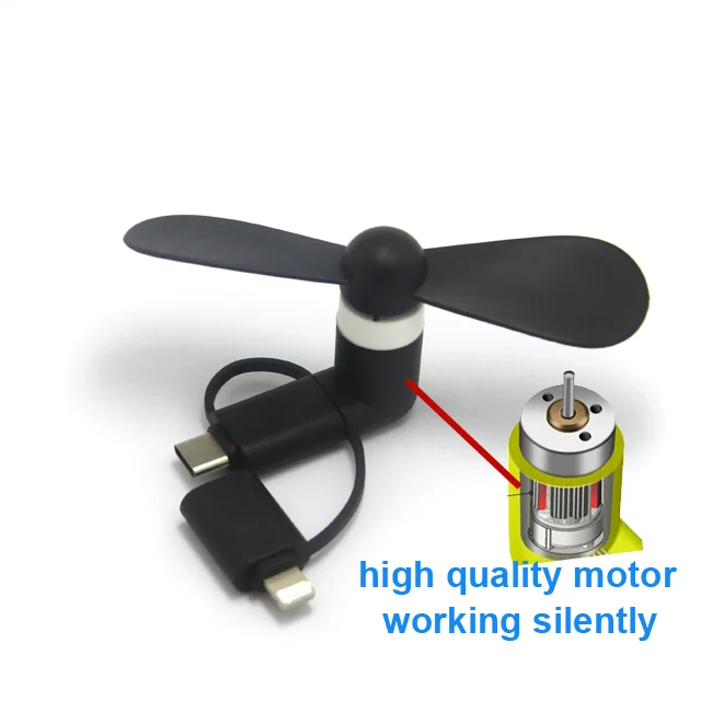 Portable Mini USB Type C Fan 3 in 1 Cell Phone Fan With Custom Logo ...