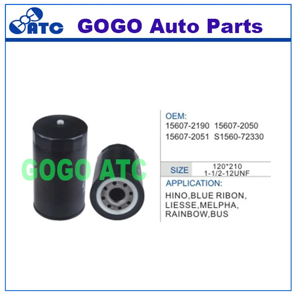 오일 필터 Hino OEM 15607-2190 15607-2050 15607-2051 S1560-72330| Alibaba.com